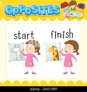 Opposite words for start and finish Stock Vector Image & Art - Alamy