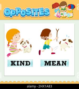 Opposite words for kind and mean illustration Stock Vector Image & Art ...
