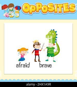 Opposite words with brave and afraid illustration Stock Vector Image ...