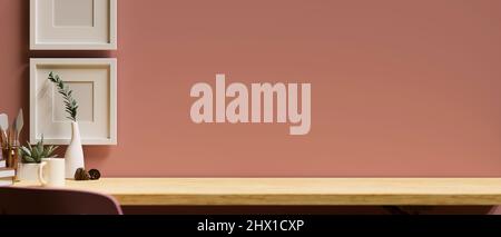 mockup of pink desk with pink wooden table Stock Photo - Alamy