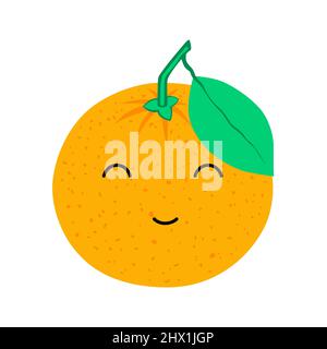 Cute mandarin fruit cartoon character vector illustration. Comic ...