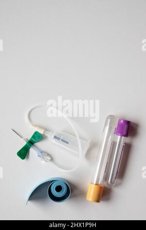 Medical vacuum venipuncture test tubes on white background Stock Photo ...