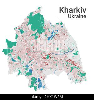 Kharkiv map. Detailed map of Kharkiv city administrative area ...