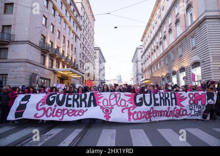 Roma, RM, Italy. 8th Mar, 2022. Demonstration organized by Non Una Di ...