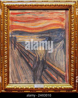 the Scream by Edvard Munch, 1893. Cardboard, oil, tempera, pastel. The National Gallery in Oslo ...