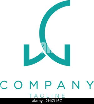 Simple and unique letter or word GW or WG font with line cut on ...