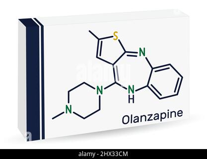 Olanzapine molecule. It is atypical antipsychotic drug for the ...