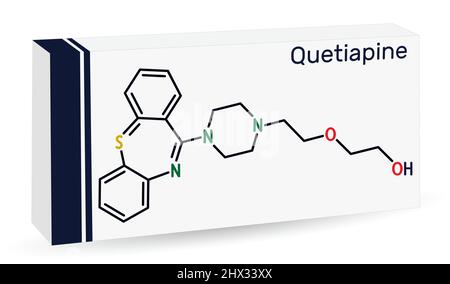 Quetiapine antipsychotic drug molecule. Skeletal formula Stock Vector ...