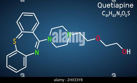 Quetiapine antipsychotic drug molecule. Skeletal formula Stock Vector ...