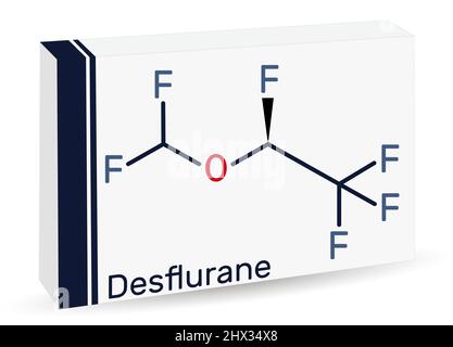 Desflurane molecule. It is organofluorine compound, inhalation ...