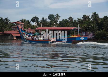 A Traditional Rice Boat or kettuvallam, Kerala backwaters, India, The ...