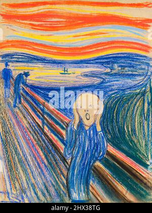 The Scream, by Edvard Munch, 1895, Norwegian Symbolist/Expressionist ...