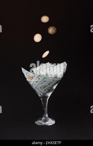 Money Cocktail business concept toast. Business in the wine industry ...