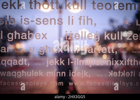 Maltese text at the bus stop Stock Photo - Alamy