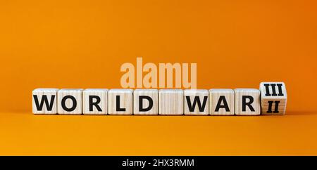 WW3 world war 3 symbol. Turned the wooden cube and changed the concept ...