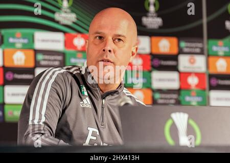 Belgrade - 9 March 2022, coach Arne Slot of Feyenoord during the press ...