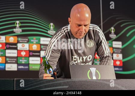 Belgrade - 9 March 2022, coach Arne Slot of Feyenoord during the press ...
