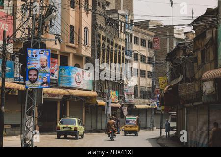 Daily Life View to the Peshawar City Center Empty Streets with No ...