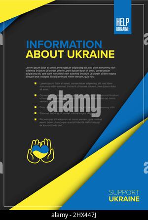 Help Ukraine Information flyer a4 poster template with sample content ...