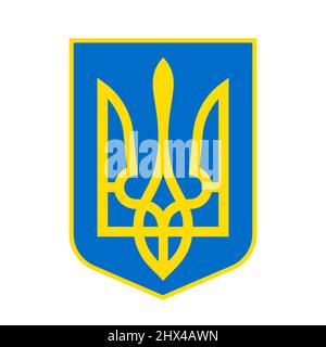 Blue National ukrainian symbol Trident icon. Vector Hand drawn ...
