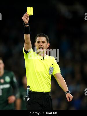Referee Halil Meler during the UEFA Champions League round of sixteen ...