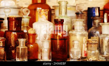 Antique Medicine Bottles, 1800s Victorian Era Stock Photo - Alamy