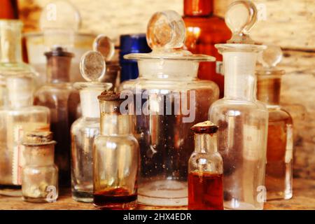 Antique Medicine Bottles, 1800s Victorian Era Stock Photo - Alamy