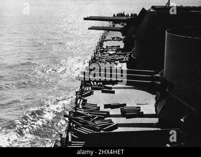 Empty British shell cases after their contents have been fired on the ...