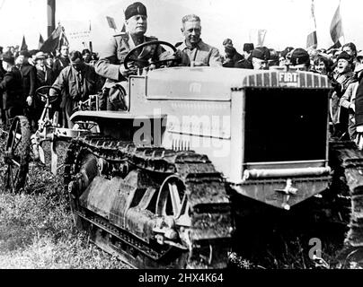 Italian General, fascist founder, Benito Mussolini, Il Duce, is shown ...