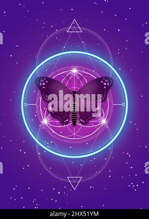 Sacred lotus flower and mystical butterfly logo Slogan with colorful ...