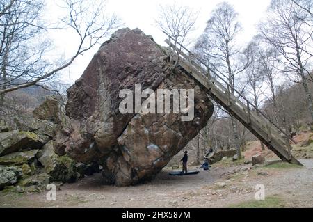 Bowder Stone a large glacial erratic in Borrowdale Cumbria Lake ...