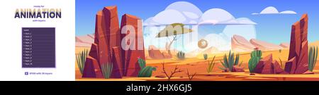 Desert of Africa natural background with layers ready for 2d game ...