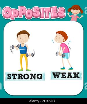 Opposite words for strong and weak illustration Stock Vector Image ...