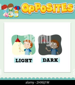 Opposite words for light and dark illustration Stock Vector Image & Art ...