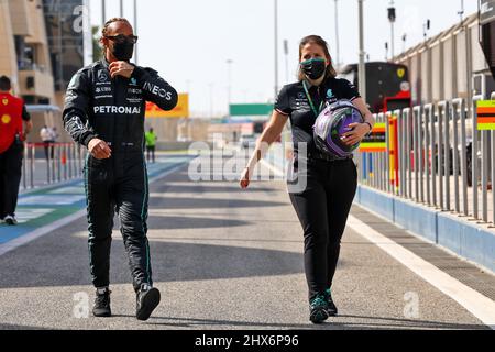 Bahrain, UAE, 10/03/2022, Lewis Hamilton (GBR) Mercedes AMG F1 W13. 10. ...