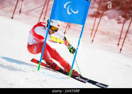 Peking, China. 10th Mar, 2022. Paralympics, Para Alpine Skiing, Men ...