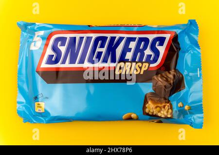 packet of crisp snickers isolated on a white background Stock Photo - Alamy