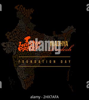 Happy Madhya Pradesh Foundation day greetings with map illustration ...