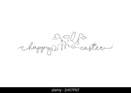 Easter word - continuous one line with word. Minimalistic drawing of ...