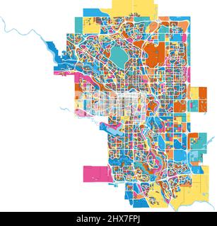 Calgary, Canada, high resolution vector map with city boundaries, and ...