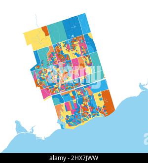 Colorful vector map of Ajax, Ontario, Canada. Art Map template for ...
