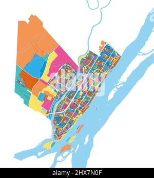Colorful vector map of Repentigny, Quebec, Canada. Art Map template for ...