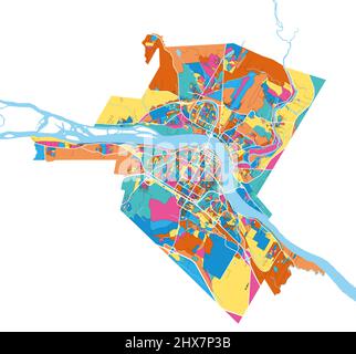 Colorful vector map of Fredericton, New Brunswick, Canada. Art Map ...