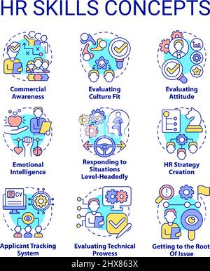 Human skills line icons collection. Communication, Empathy ...