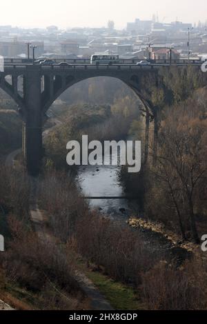 above view of Yerevan city with Hrazdan staduim from Tsitsernakaberd ...