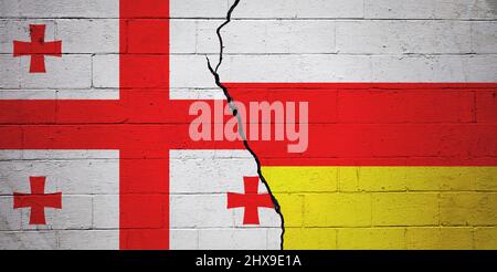 Georgia national flag painted on textured wall mural background Stock ...