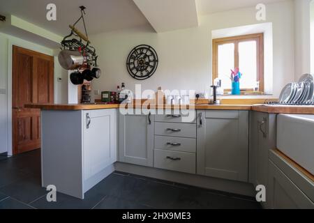 Modernised, traditional cottage kitchen in Devon Stock Photo - Alamy