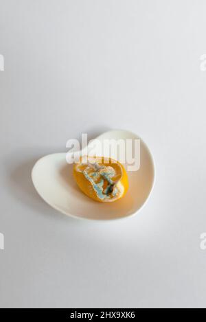 Top view of a rotten lemon cut in half on a white background Stock ...