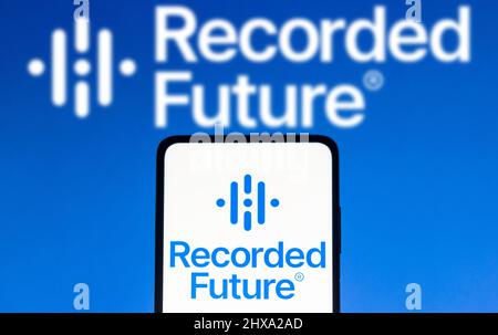 In this photo illustration, the Recorded Future logo is seen displayed ...