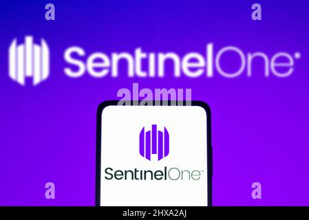 In this photo illustration the SentinelOne logo seen displayed on a ...